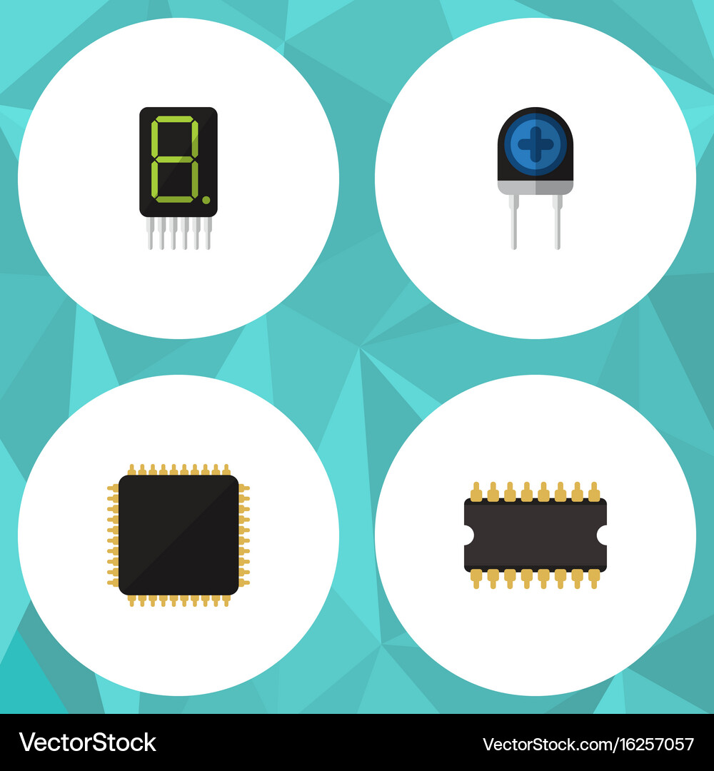 Flat icon appliance set microprocessor Royalty Free Vector