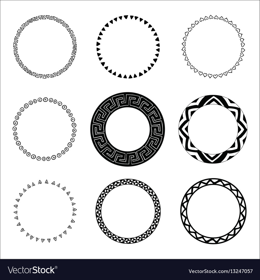 Hand drawn ethnic circles ink collection of Vector Image