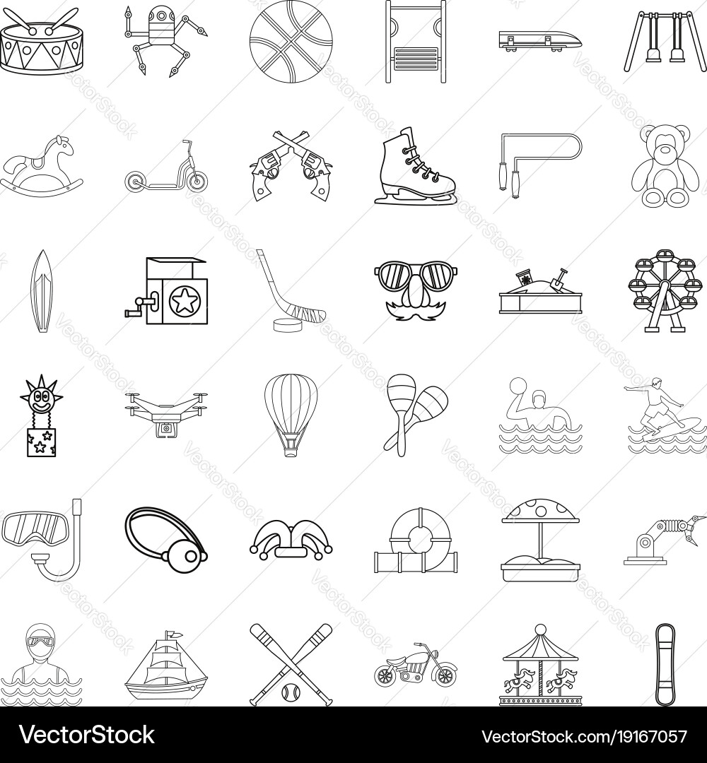 Kid thing icons set outline style Royalty Free Vector Image