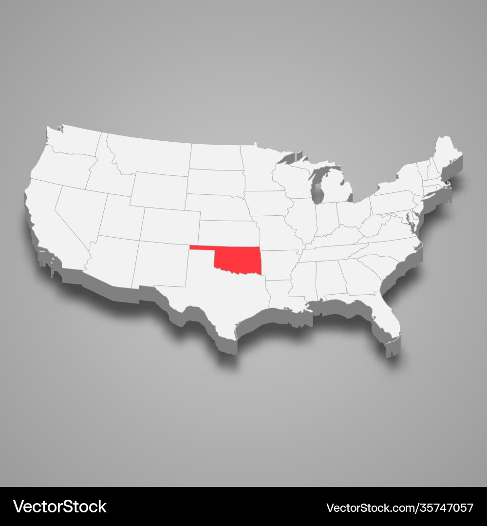 Oklahoma state location within united states 3d Vector Image