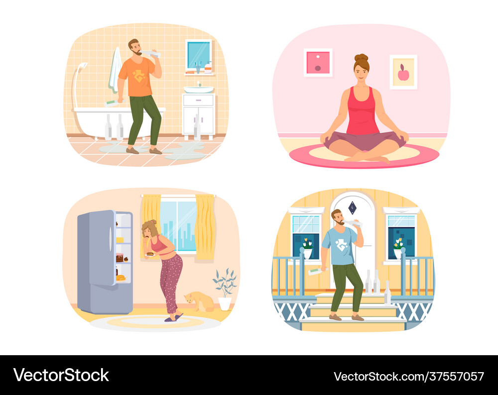 Pset about human habits people Royalty Free Vector Image