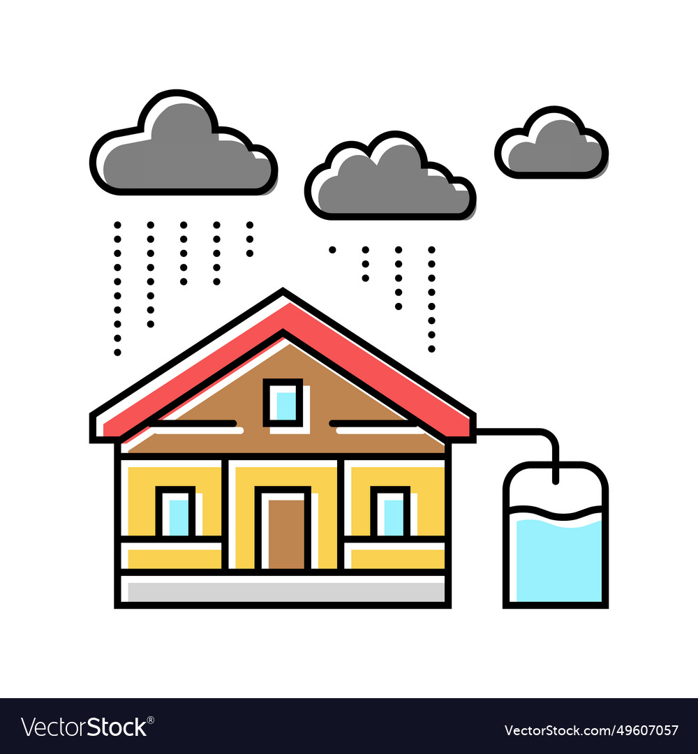 Rainwater harvesting environmental color icon Vector Image Rainwater harvesting environmental color icon Vector Image