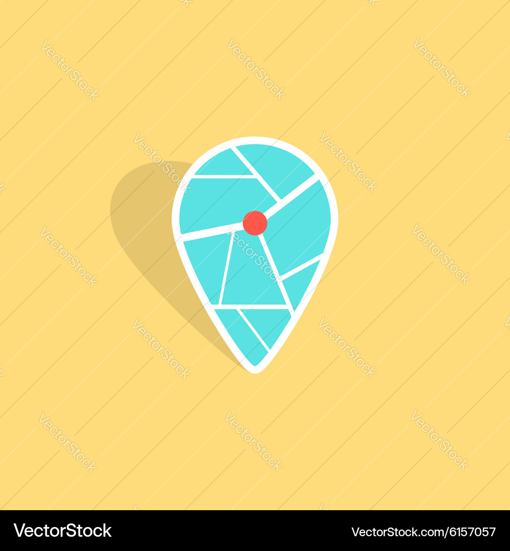 Turquoise pin icon with shadow isolated on yellow Vector Image