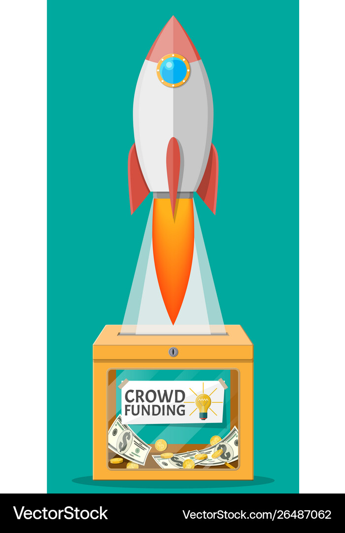 Box space rocket and money Royalty Free Vector Image