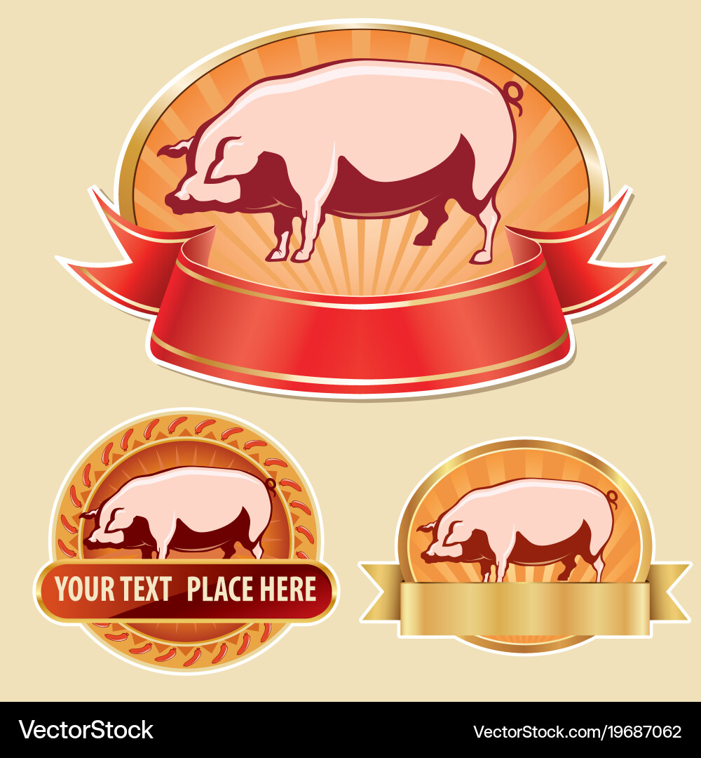 Butcher label pork with pig Royalty Free Vector Image