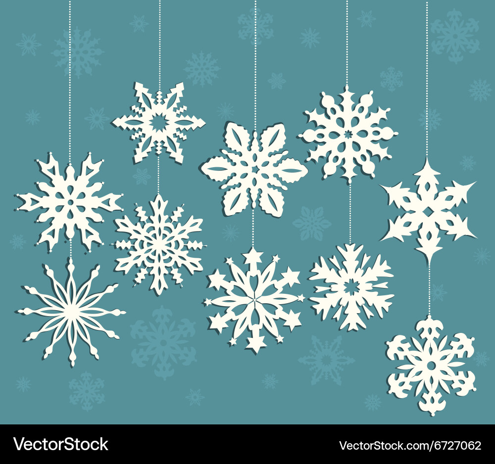 Christmas decoration with white snowflakes Vector Image