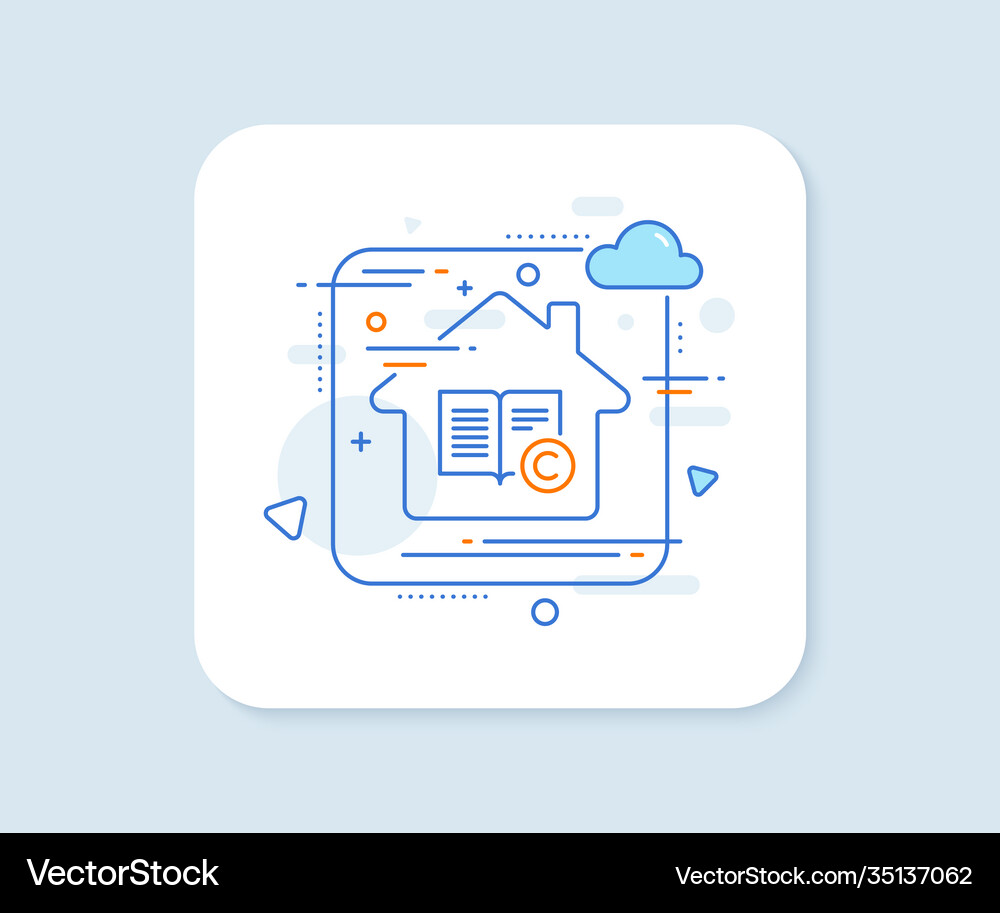 Copyright line icon copywriting or book sign Vector Image