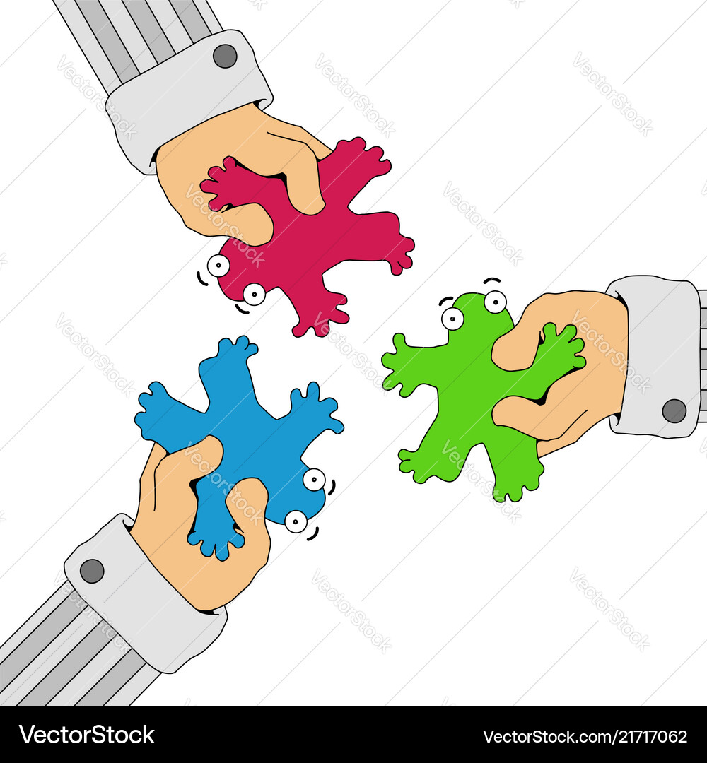 Forced together figures cartoon Royalty Free Vector Image