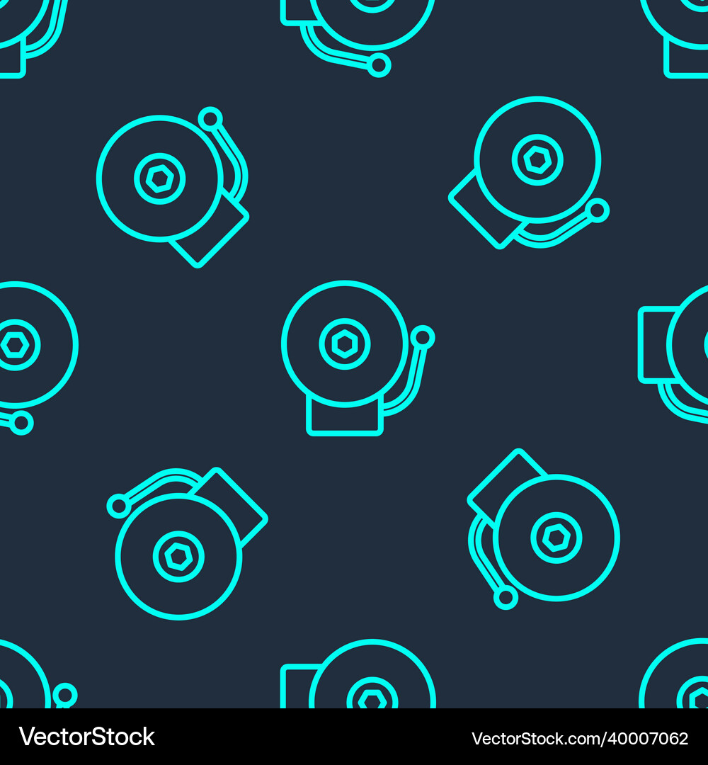 Green line ringing alarm bell icon isolated Vector Image