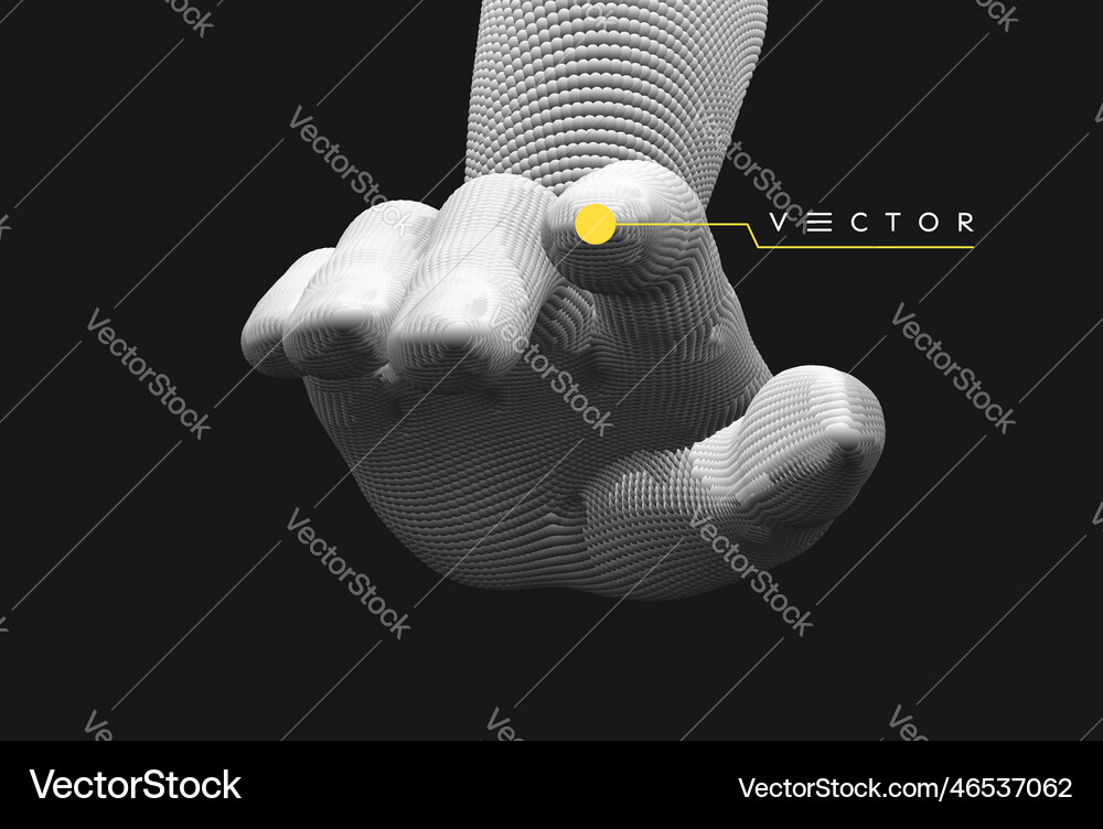 Hand presses the index finger on the button Vector Image