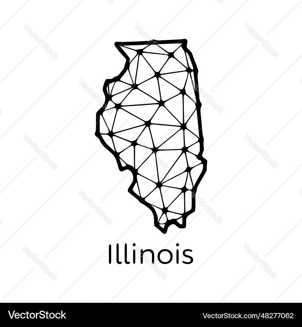 Illinois state map polygonal made of lines Vector Image