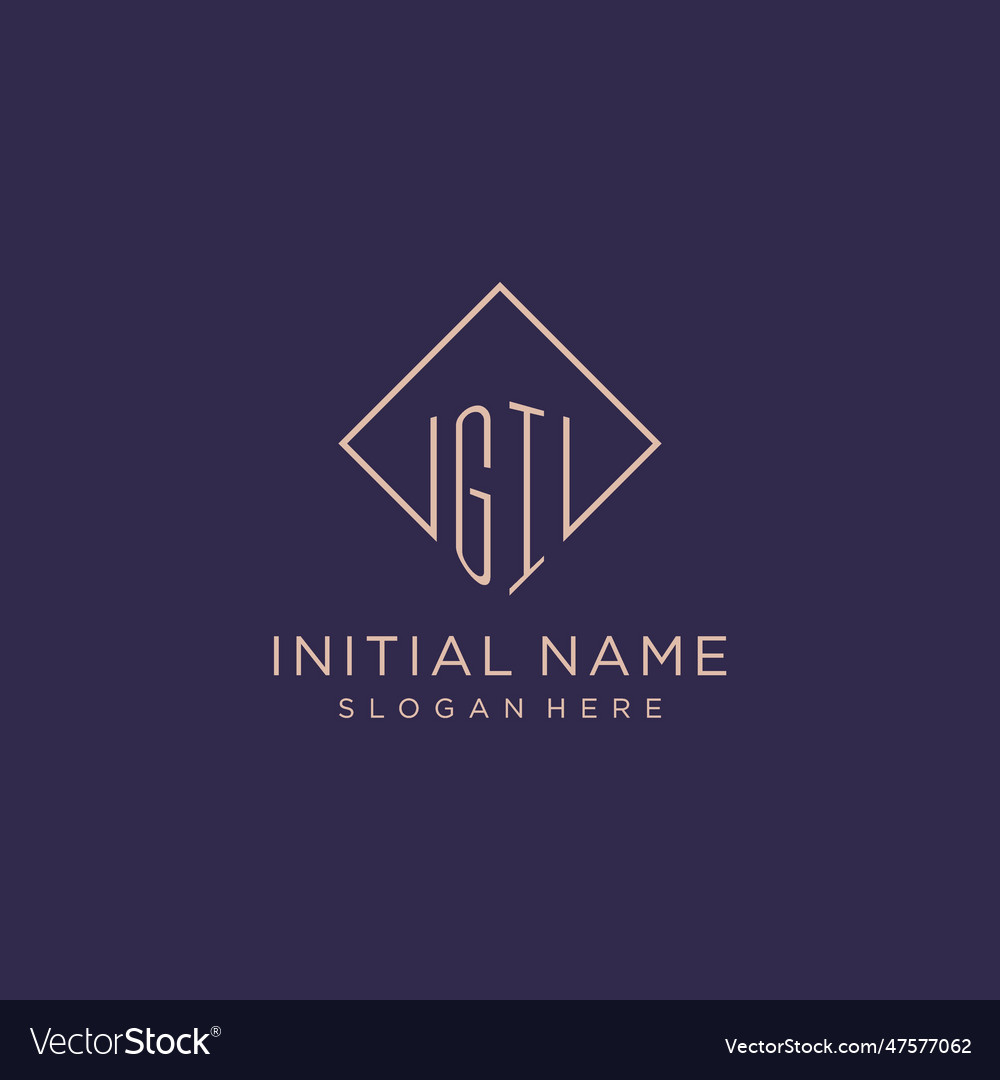 Initials gi logo monogram with rectangle style Vector Image