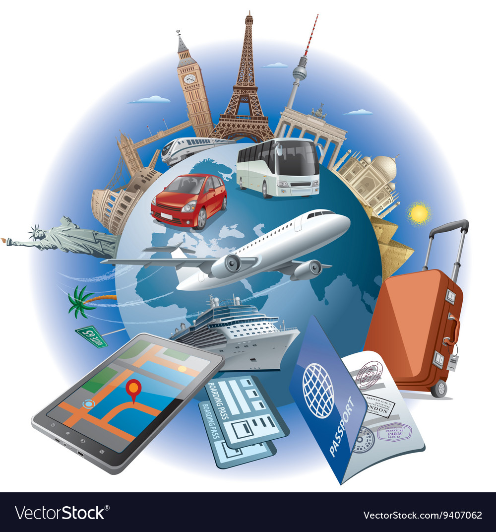 Journey around the all world Royalty Free Vector Image