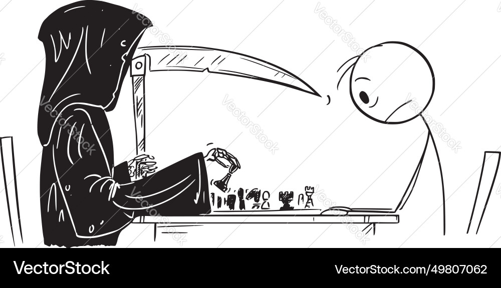 Person playing chess with death or grim reaper Vector Image