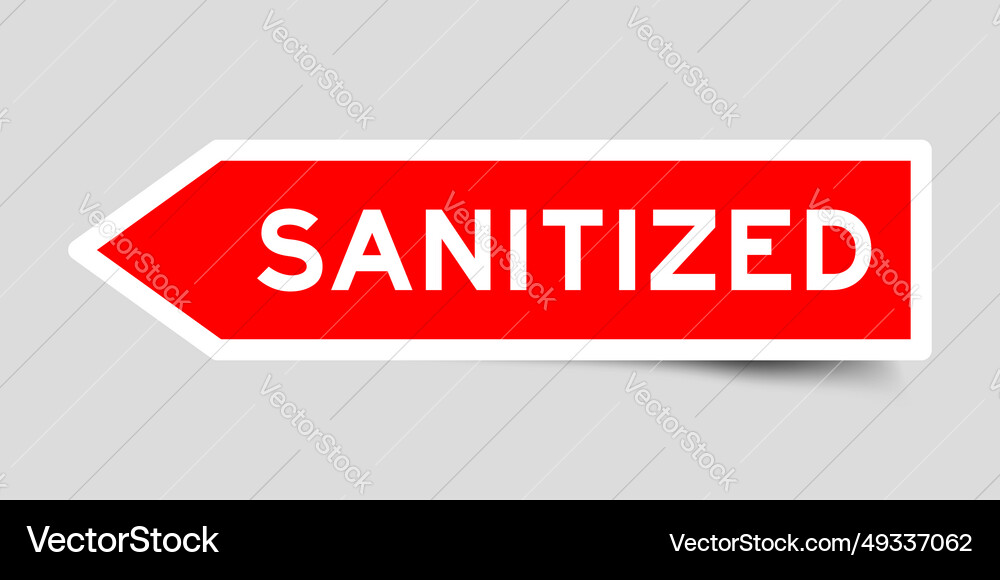 Red color arrow shape sticker label with word Vector Image