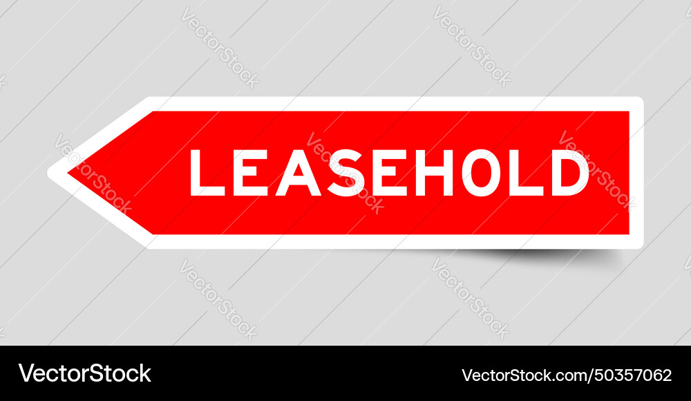 Red color arrow shape sticker label with word Vector Image