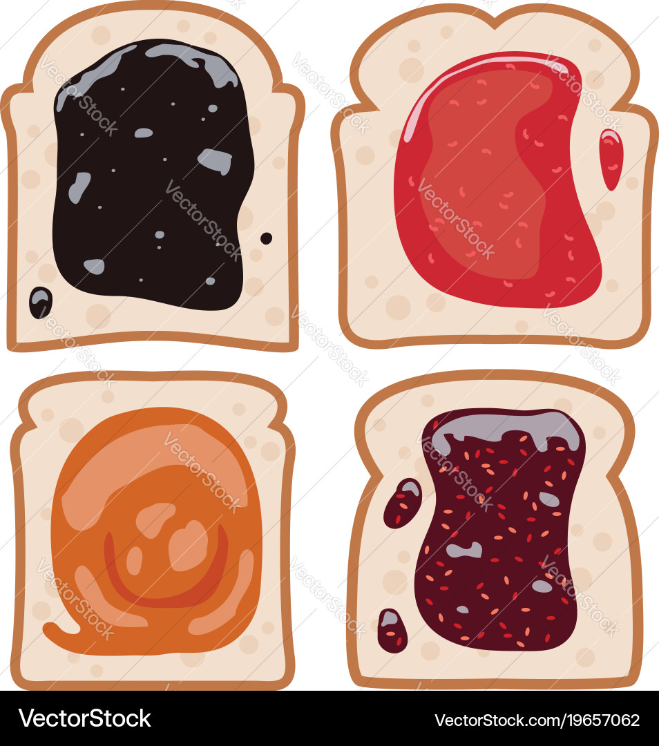 Set of white toast bread Royalty Free Vector Image