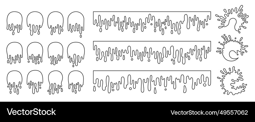 Splash paint splatter outline set stain splat Vector Image