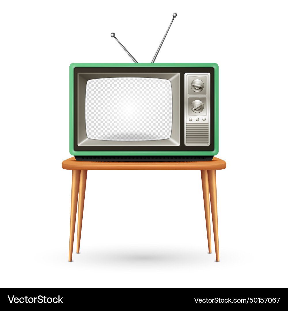 3d realistic retro tv set isolated home Royalty Free Vector