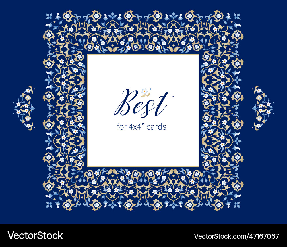 Blue frame vignette border card design template Vector Image