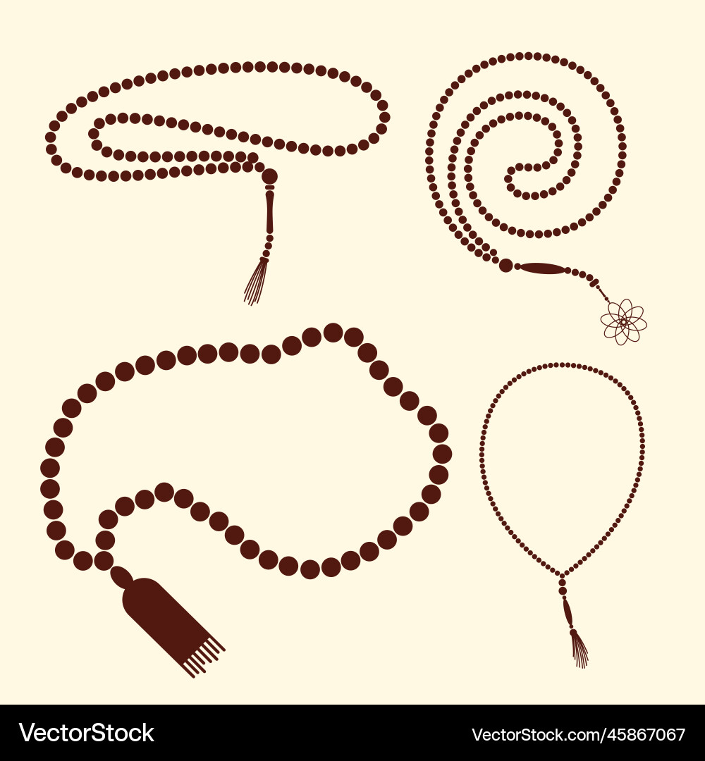 Brown islamic tasbih silhouette collection Vector Image