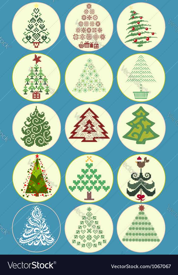 Collection of christmas trees Royalty Free Vector Image