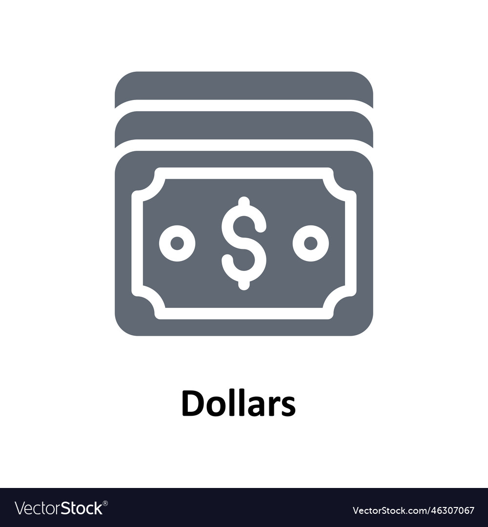 Dollars solid icons simple stock illu Royalty Free Vector