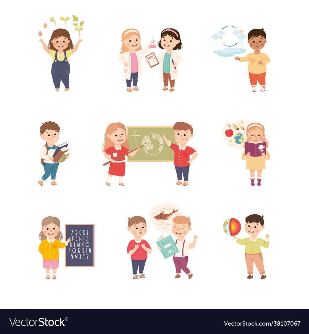 Elementary school students at learning process set