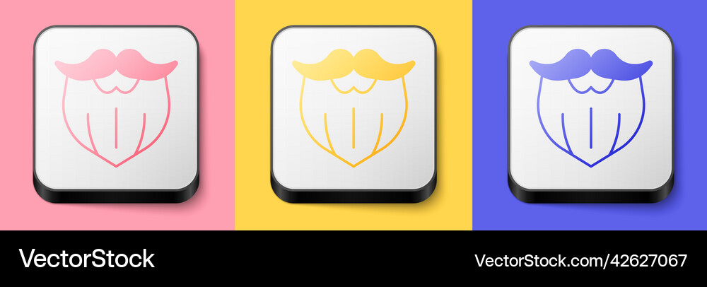 Isometric mustache and beard icon isolated on pink