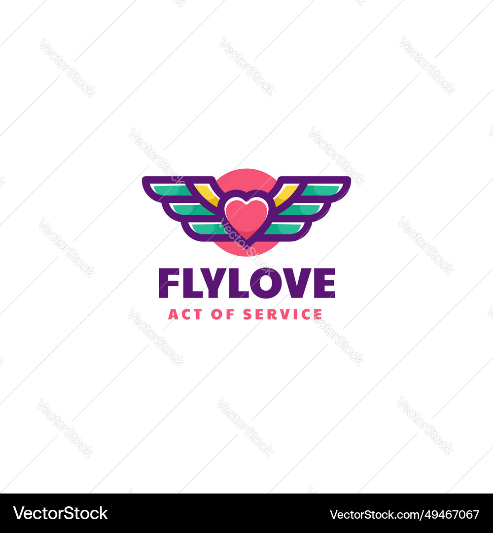 Logo fly love simple mascot style Royalty Free Vector Image