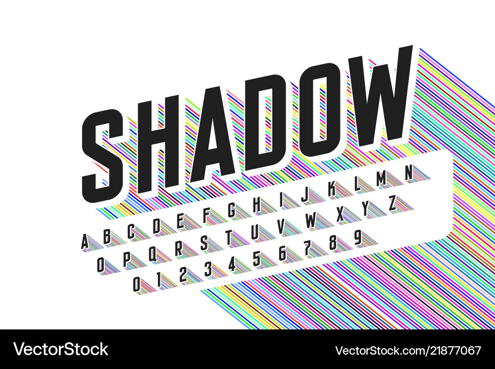 Long colorful shadow font alphabet letters Vector Image