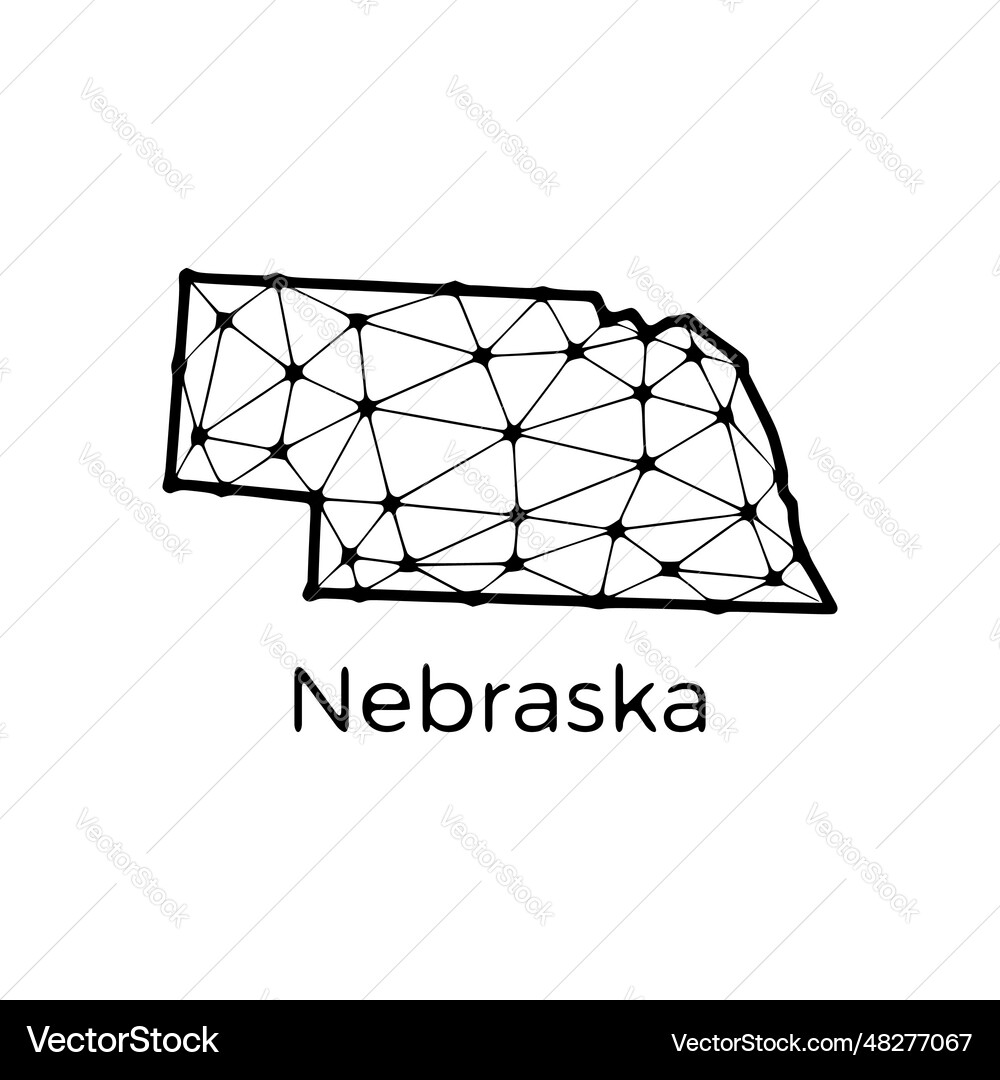 Nebraska state map polygonal made of lines Vector Image