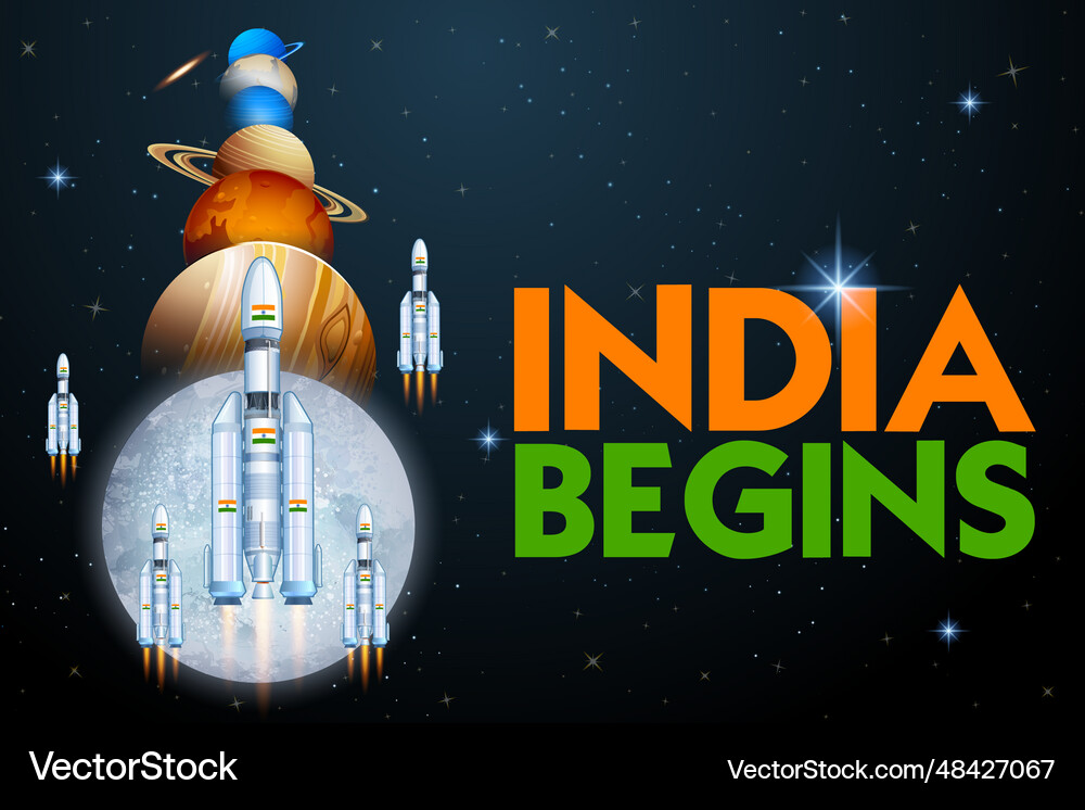 Rocket mission launched by india for lunar Vector Image