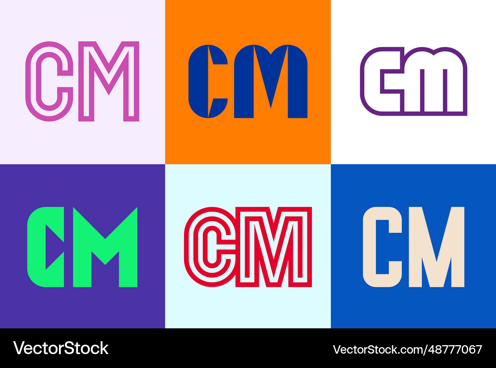 Set of letter cm logos Royalty Free Vector Image