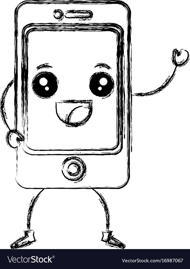 Smartphone device kawaii character Royalty Free Vector Image