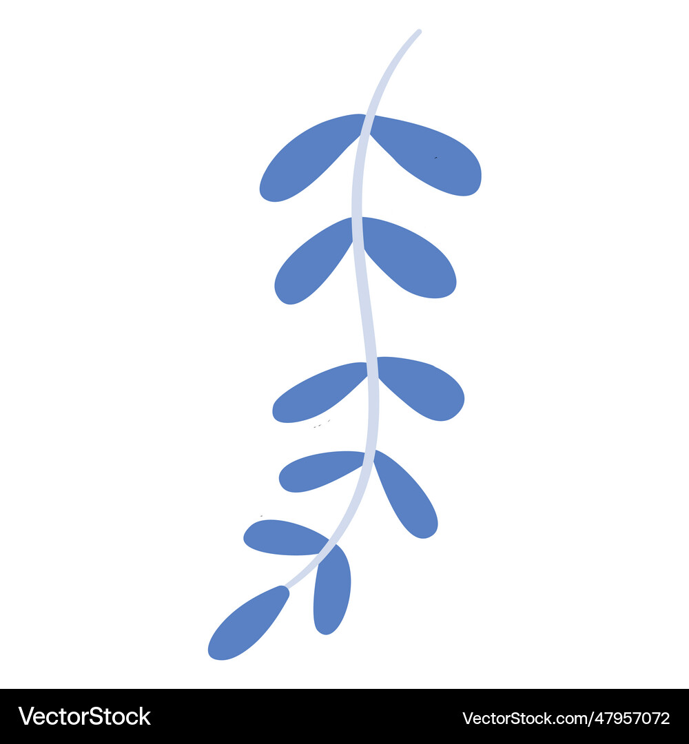 Blue plant branch flat plant Royalty Free Vector Image