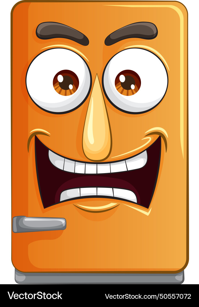 Cartoon fridge with a playful cheeky expression Vector Image