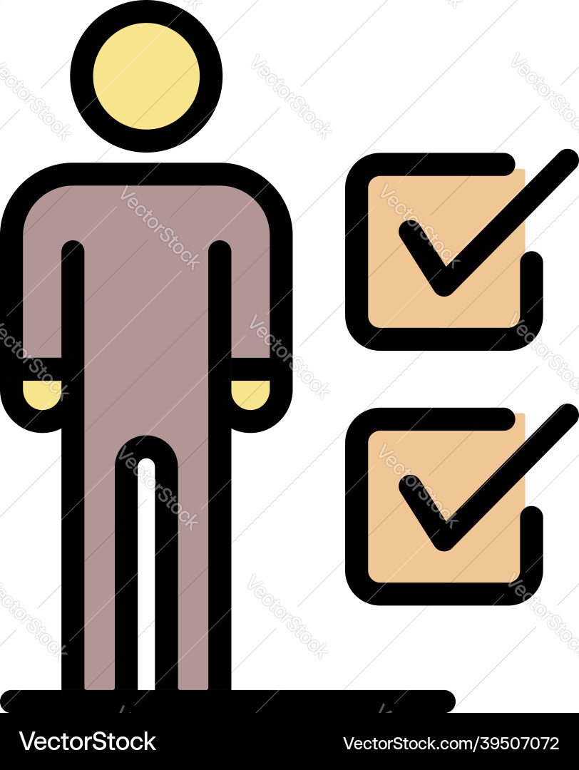 Human figure and checkboxes icon color outline Vector Image