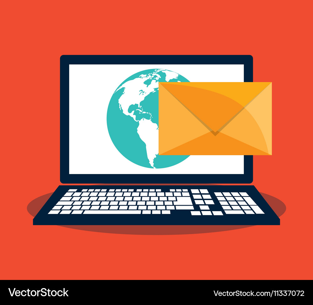 Laptop and envelope of mail concept Royalty Free Vector