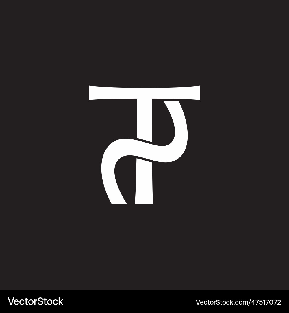 Letter tn simple curves ribbon logo Royalty Free Vector