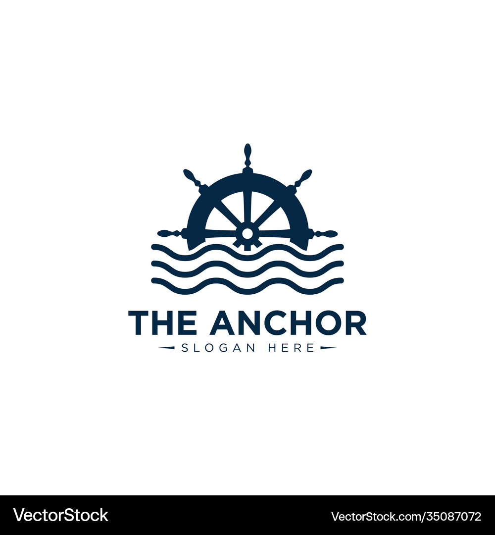Marine retro emblems logo with anchor rope Vector Image