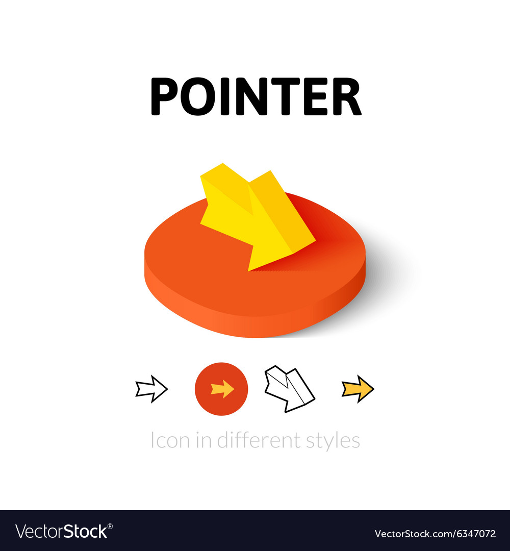 Pointer icon in different style Royalty Free Vector Image