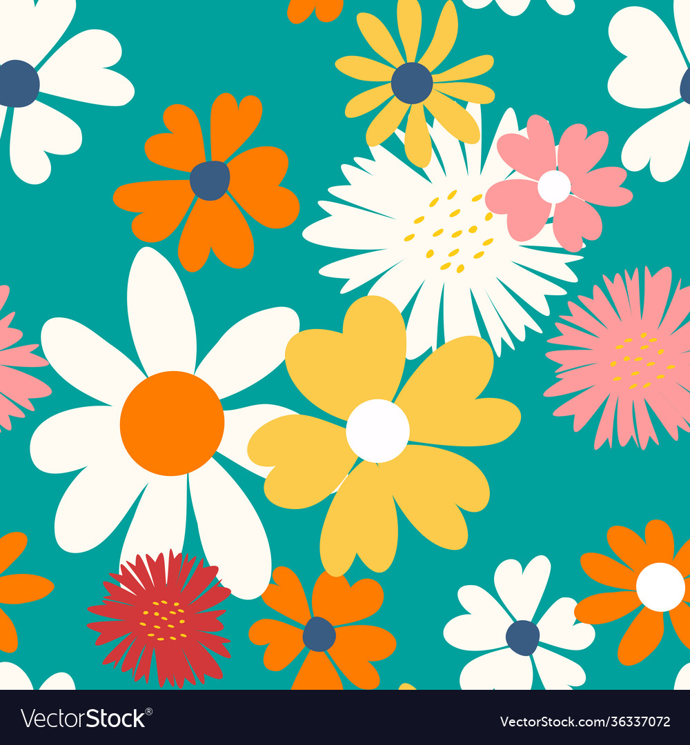 Seamless pattern background with simple flower Vector Image