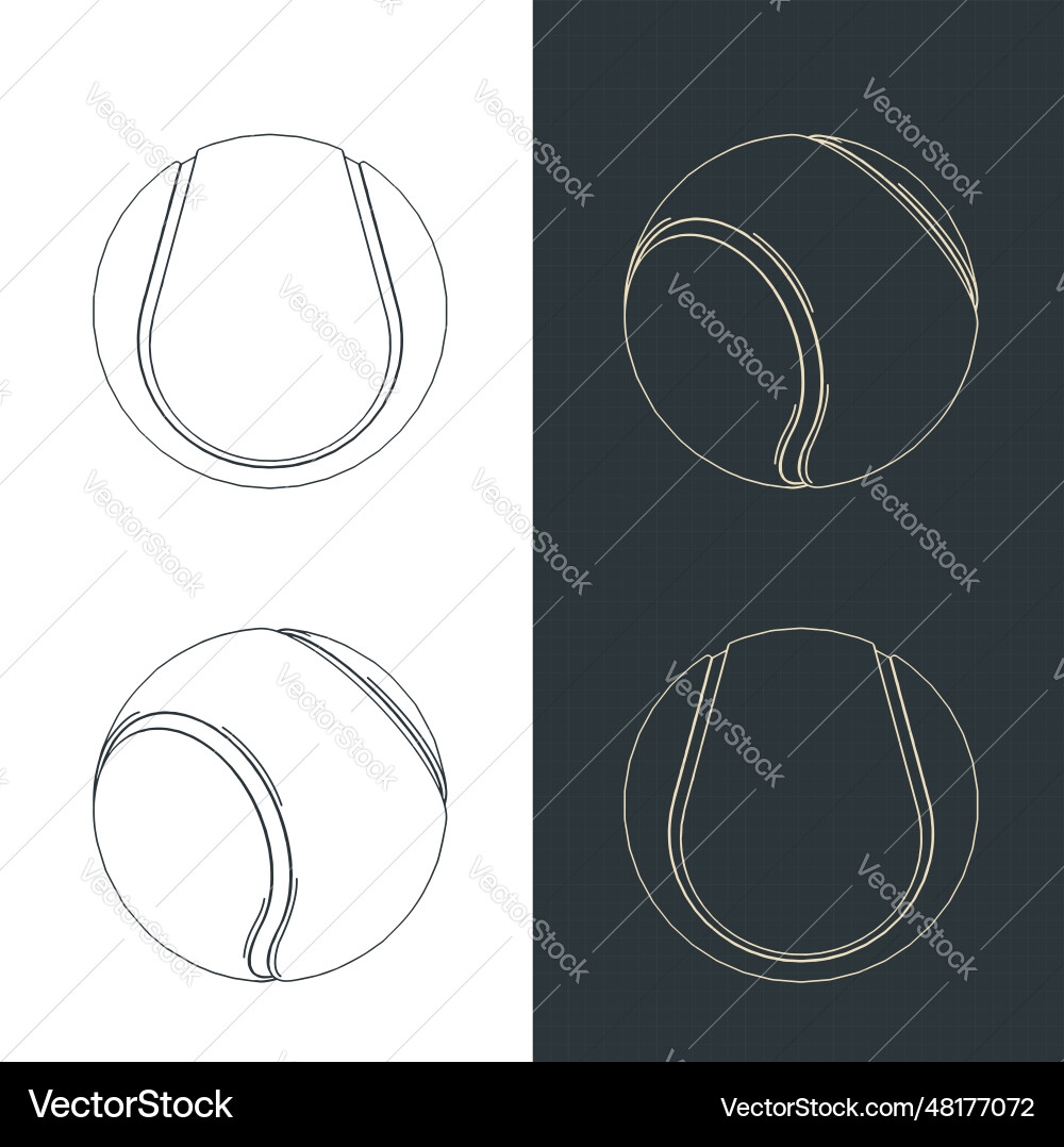 Tennis ball blueprints Royalty Free Vector Image