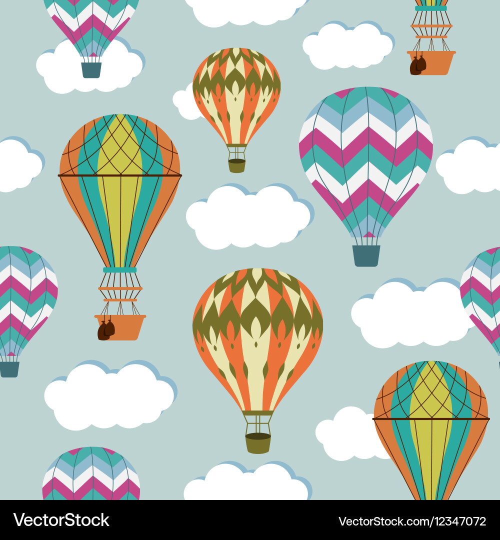 Vintage balloons seamless pattern retro hot air Vector Image