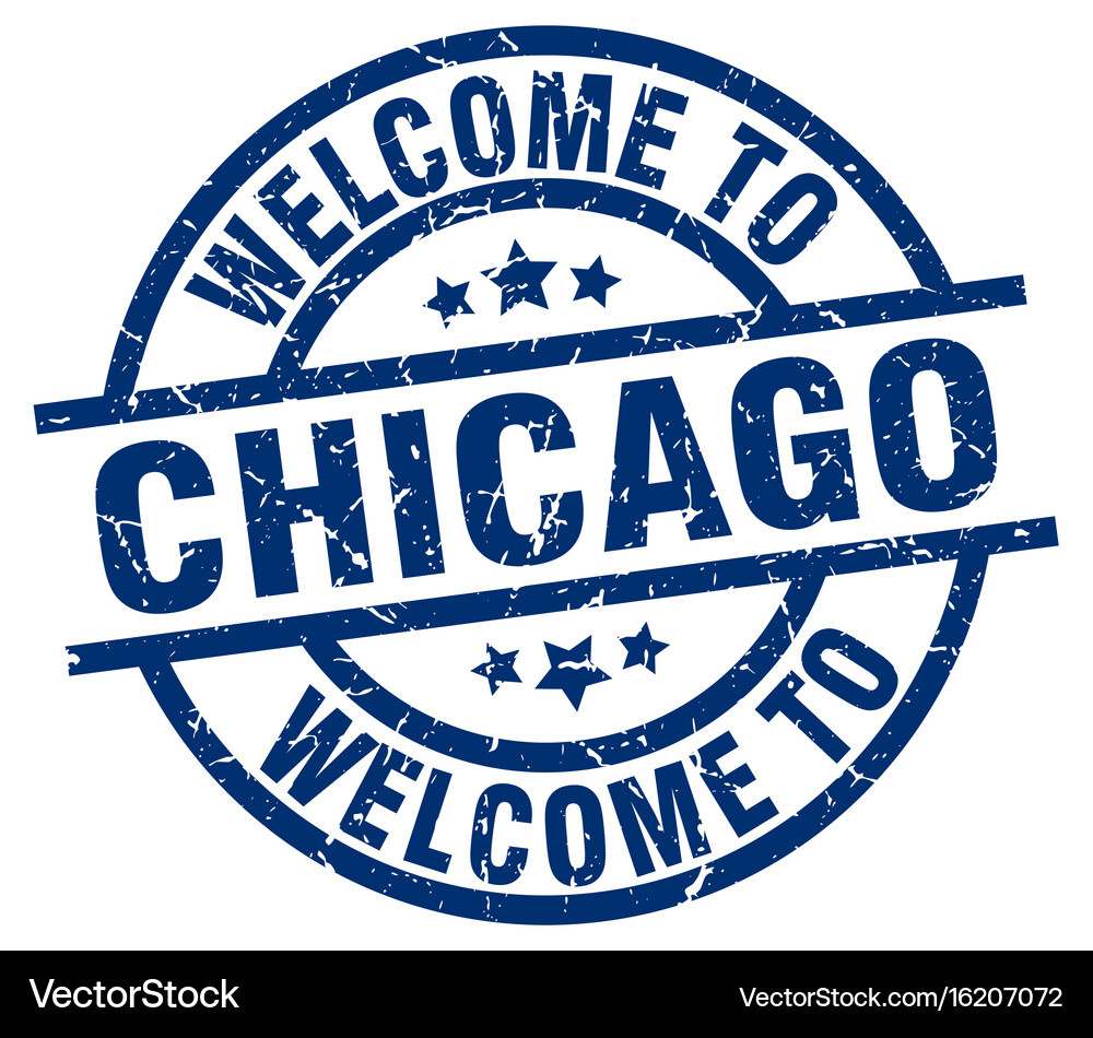 Welcome to chicago blue stamp Royalty Free Vector Image