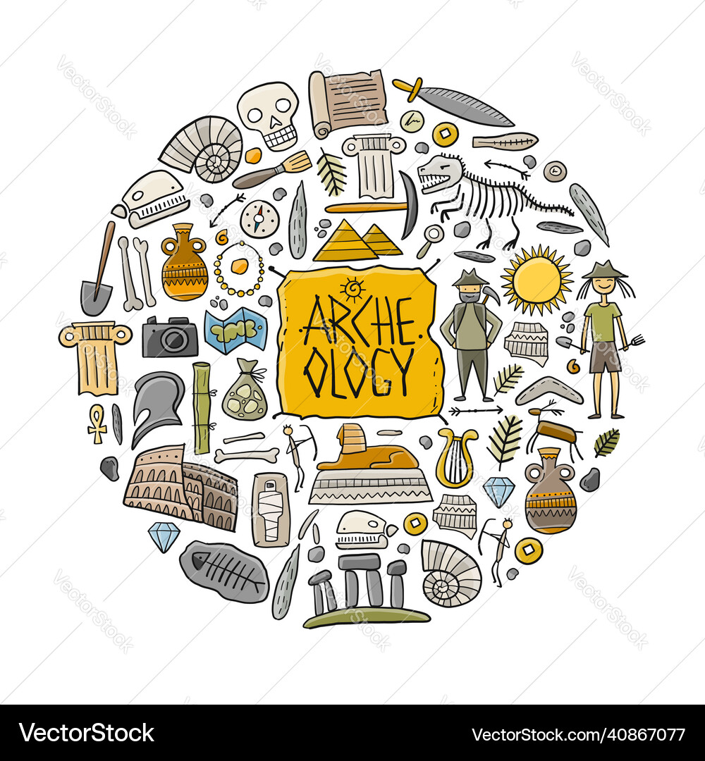 Archeology ancient history art frame for your Vector Image
