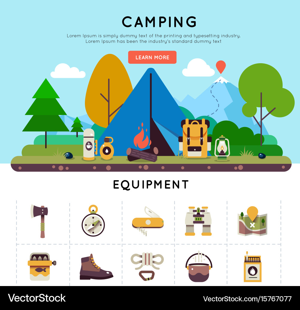 Camping banner set Royalty Free Vector Image - VectorStock