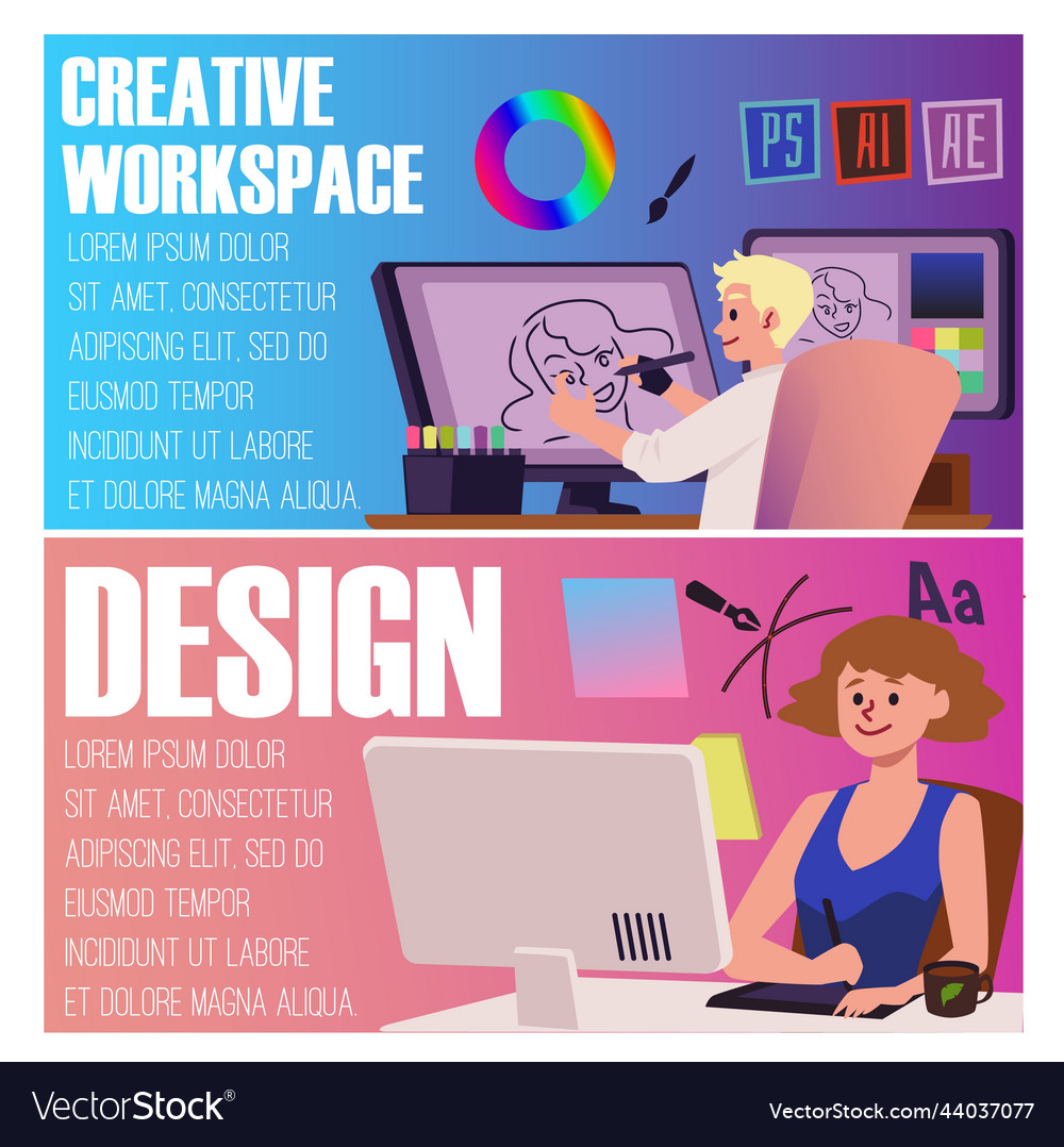 Creative workspace for digital artists Royalty Free Vector