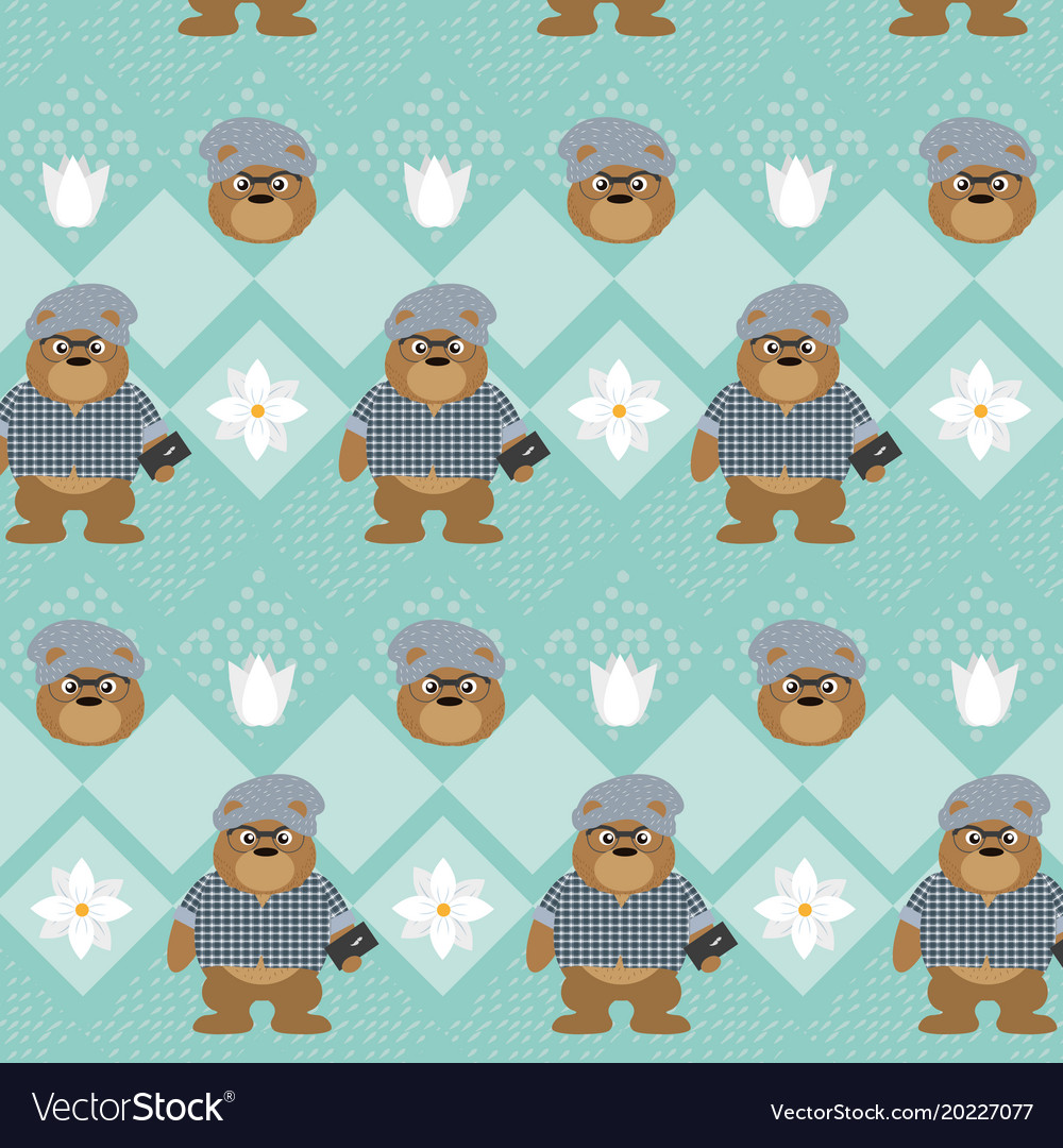 Cute animals pattern background Royalty Free Vector Image